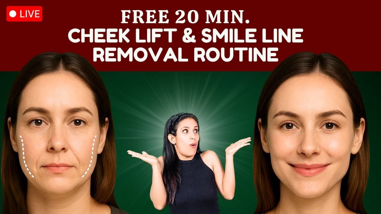 Day 1 of 15-Day Face Yoga Challenge | Free 20-Min Cheek Lift & Smile ...