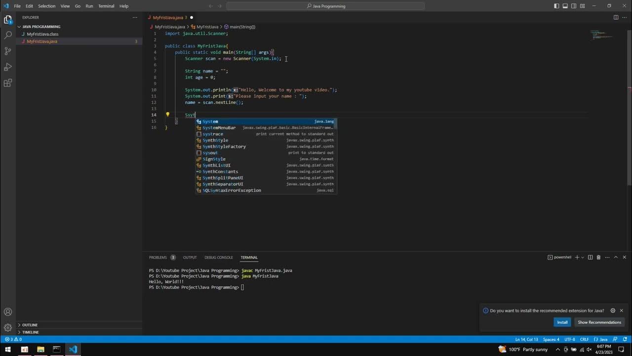 Console Project in Java Programming using Visual Studio Code | No Talking - YouTube