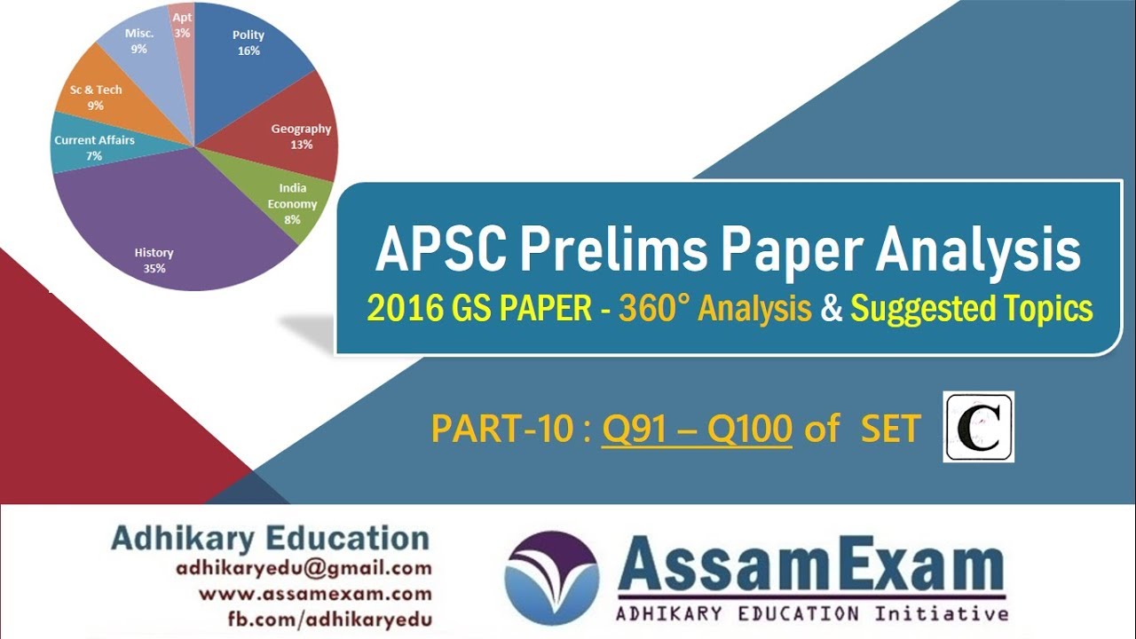 APSC Prelims GS Paper 2016 Analysis & Expected Questions for APSC 2018 ...