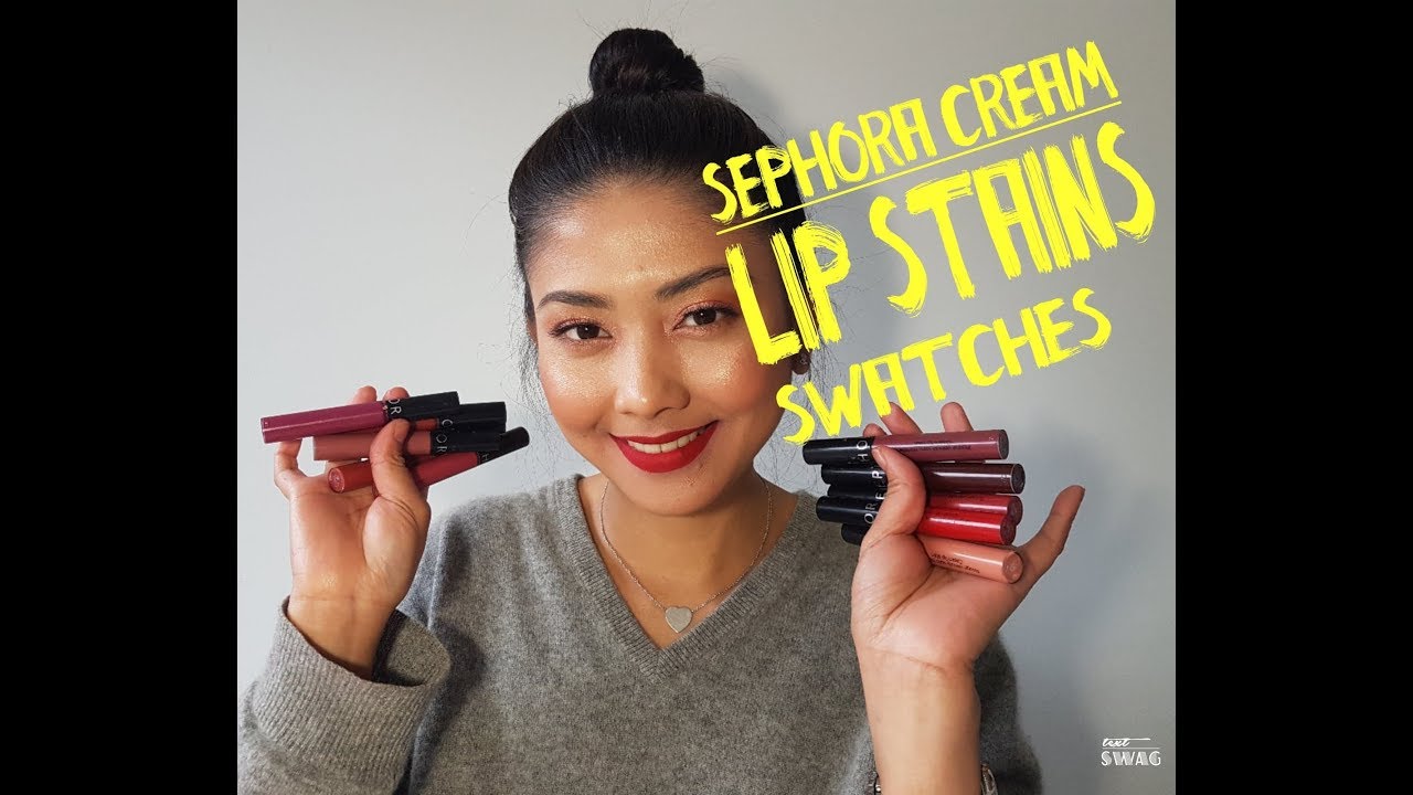 SEPHORA cream lip stain swatches 💋 momo challenge - YouTube