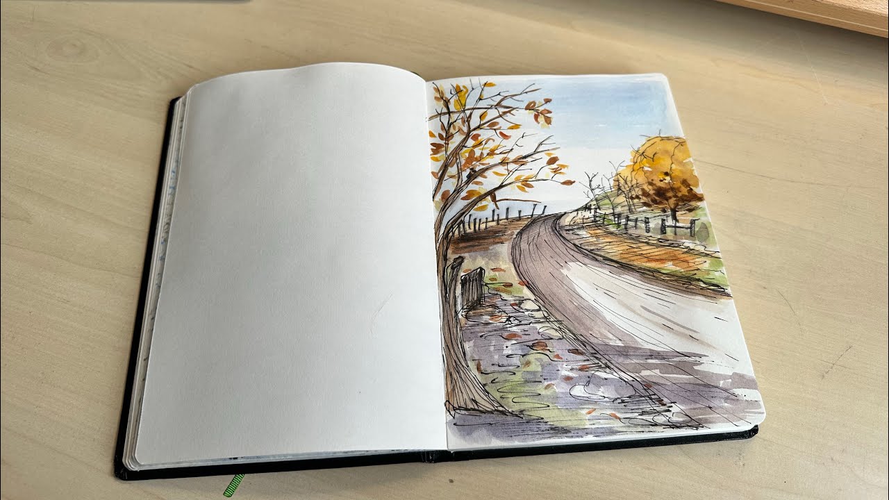 Relaxing Watercolour Line And Wash technique for beginners - YouTube
