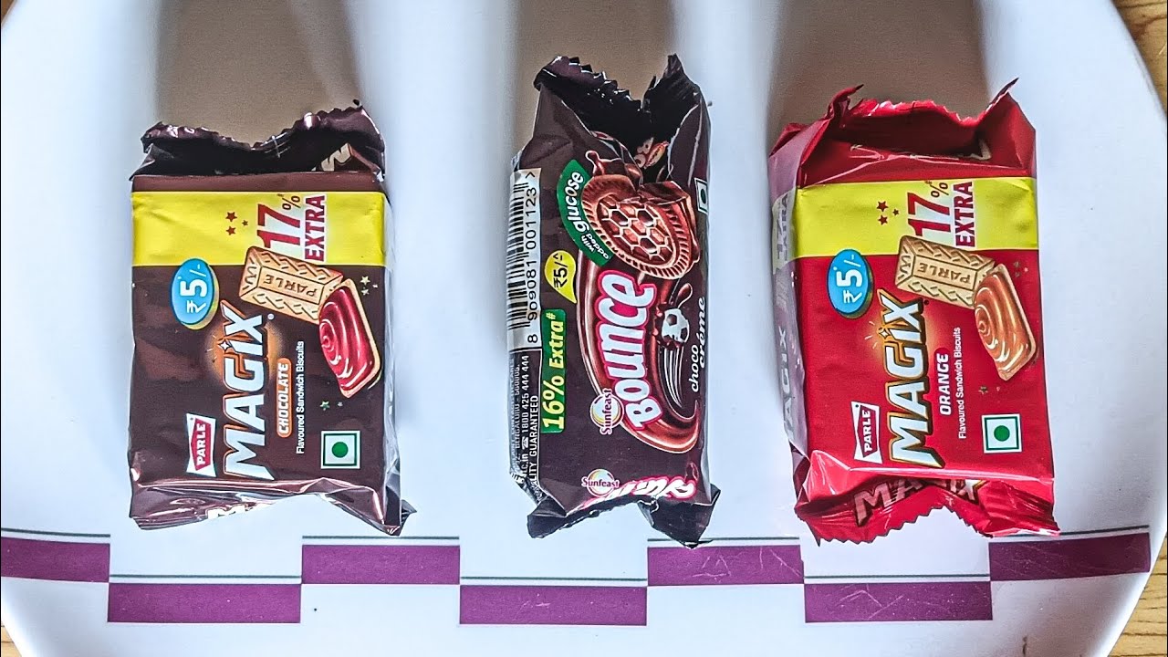 Parle Magix Chocolate vs Sunfeast Bounce Choco Creme vs Parle Magix ...