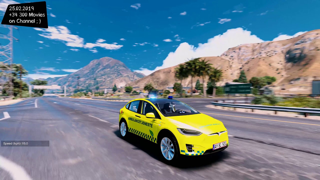 Tesla Model X - Danish Ambulanceservice 🔥 GTA V MOD 4K/60FPS GTX 1080Ti ...