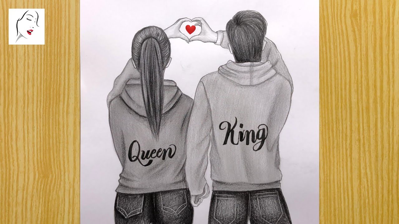 How to draw a couple in Love | Couple Hugging Drawing | Valentine day ...