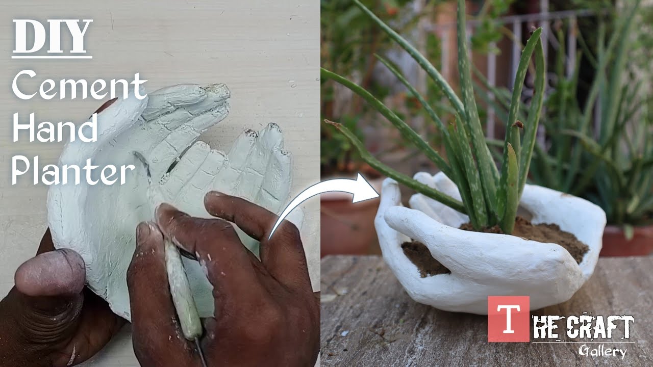 How to make Hand Shaped Planter | DIY Cement Craft | diy plants pot ...