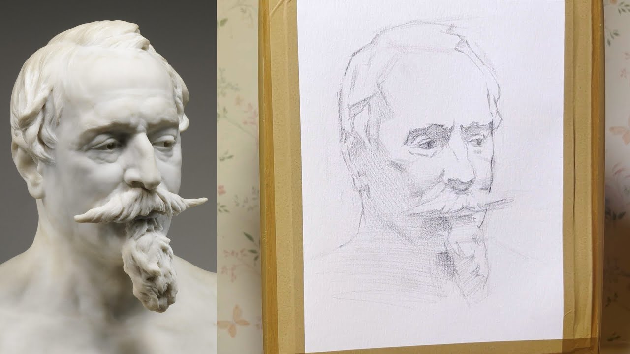 Detailed Study of a Portrait Sculpture in Pencil: Part 1 - YouTube