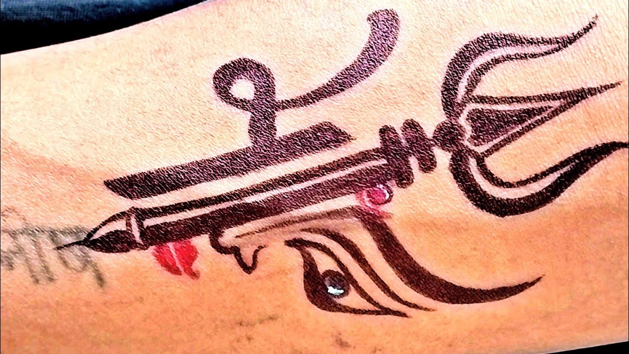 how to make a tirsul and maa durga face tattoo design with pen #tattoo ...