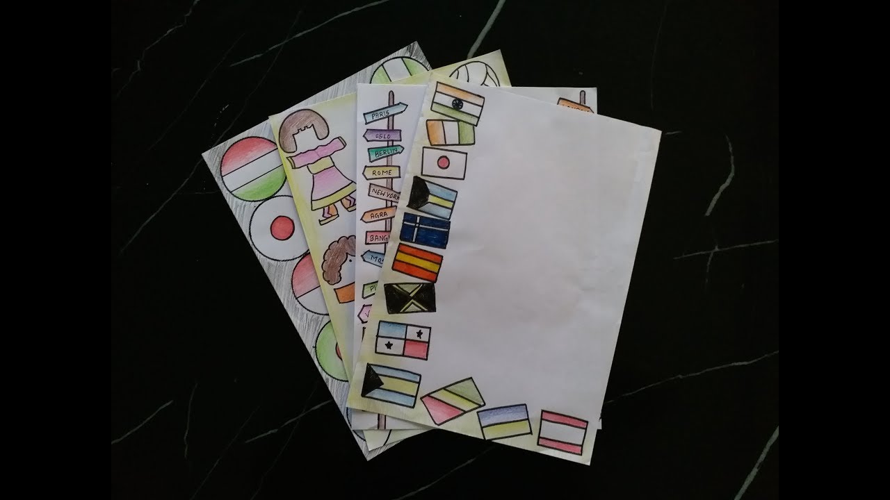 DIY || 4- Simple & Decorative Border Design Related To Countries|| Back ...