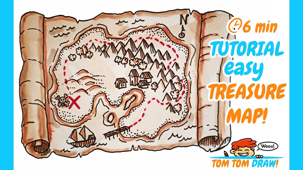 Tutorial Treasure Map! Easy #howtodraw #map - YouTube