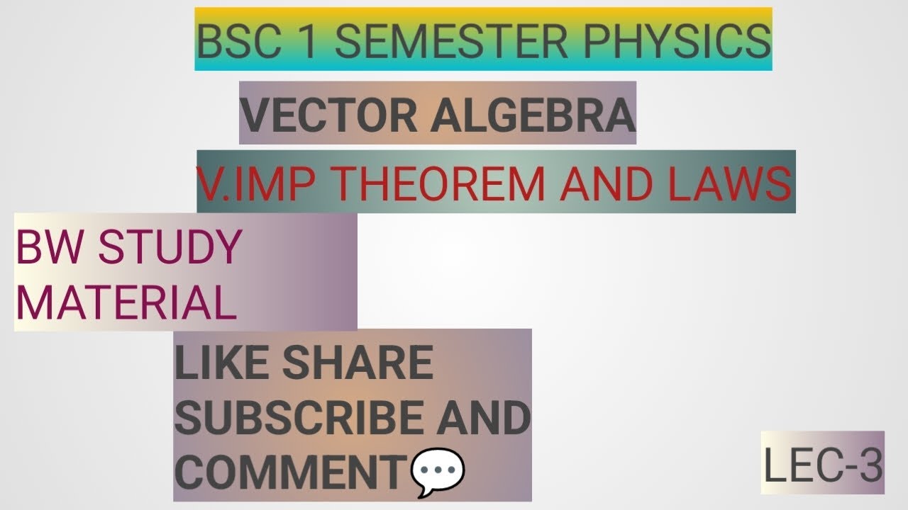 bsc 1st sem physics unit 1 vector algebra - YouTube