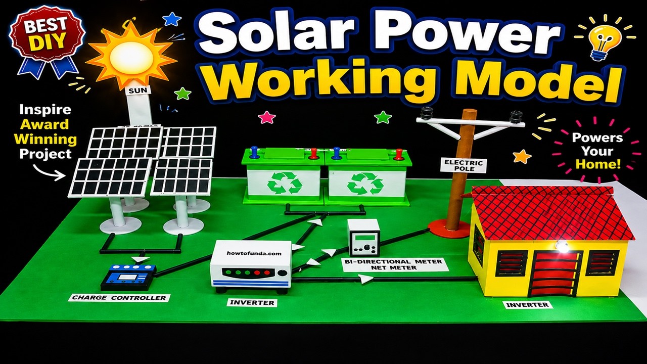 Solar Power Working Model | Generate & Distribute Electricity at Home ...