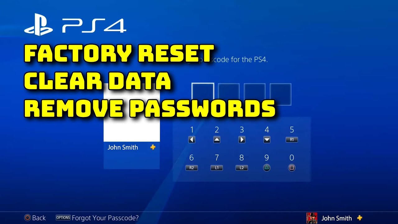 PS4 factory reset - Clear all data and remove all passwords - YouTube