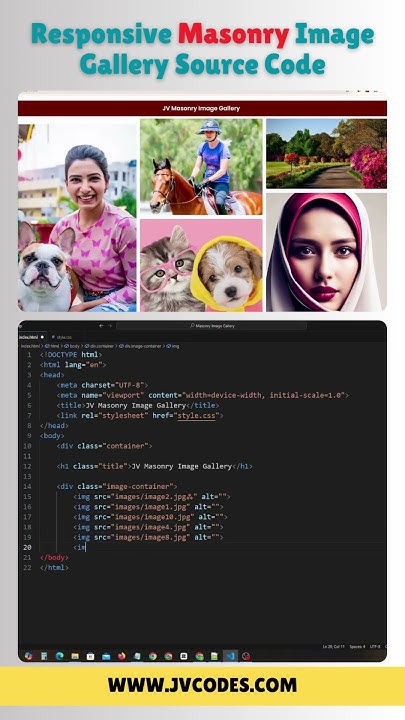 Masonry Image Gallery #coding #shorts #html #css #jvcodes - YouTube