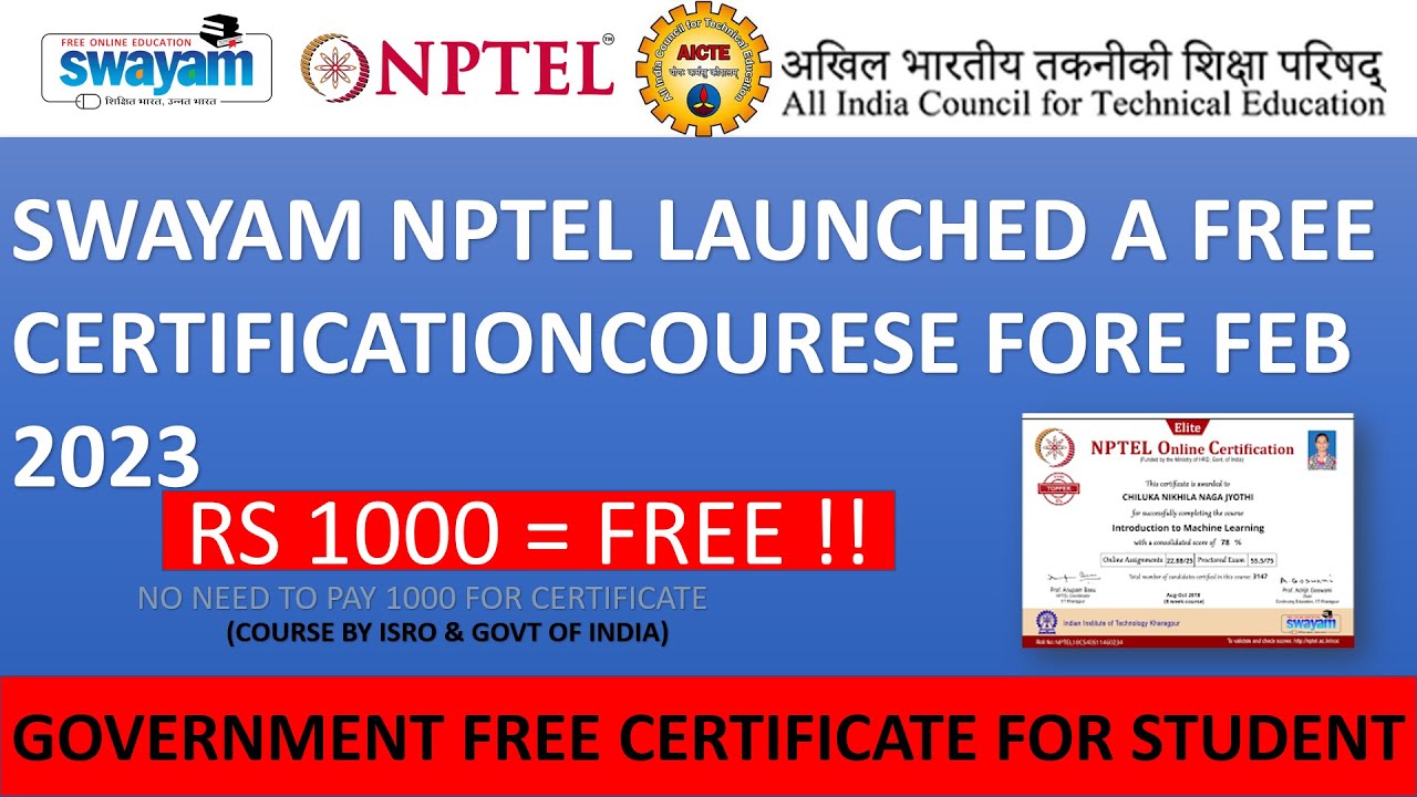 Government of India Free Certificate Course | NPTEL & Ministry of ...