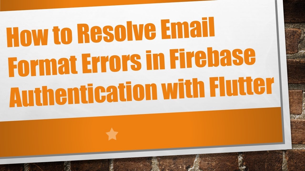 How to Resolve Email Format Errors in Firebase Authentication with Flutter - YouTube