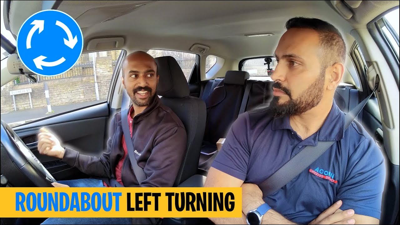 Roundabout left turning | UK driving lesson - YouTube
