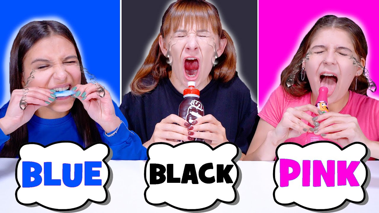 ASMR Pink VS Black VS Blue Food In One Color For 24 Hours by LiLiBu ...