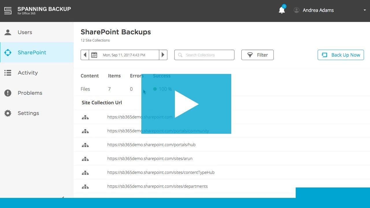 Spanning Backup for Office 365: SharePoint Demo - YouTube
