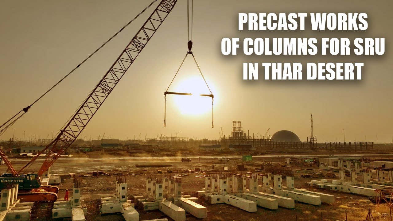 Precast works of columns for SRU in Thar Desert - YouTube