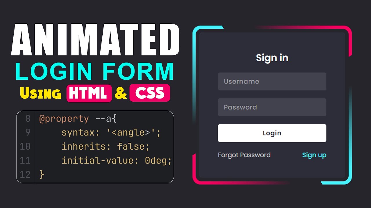 Animated Login Form using HTML, CSS - YouTube