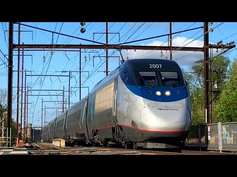Amtrak Northeast Regional #129 & Acela Express #2167 - Awesome Hornshows @ Holmesburg Junction ...