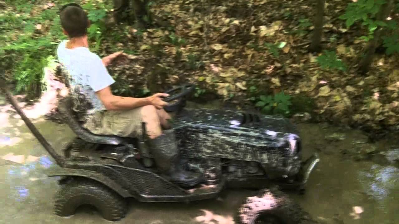Lifted Lawn Mower Mudding