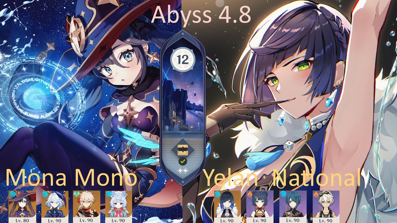 Mona Mono Hydro & Yelan National Abyss 4.8 12 Floor 9 Stars - YouTube
