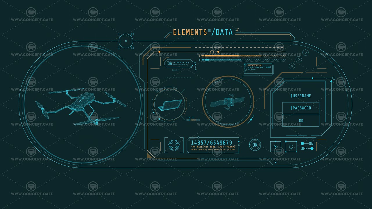 HUD animation with drones and satellite equipment. - YouTube