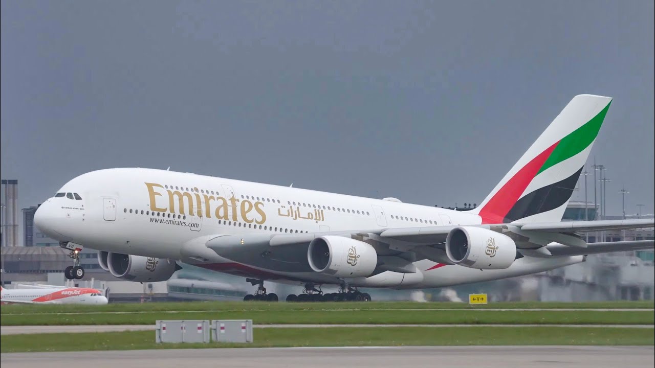 EMIRATES A380 Take Off 4h5m Manchester Airport Live 4k Plane Spotting ...