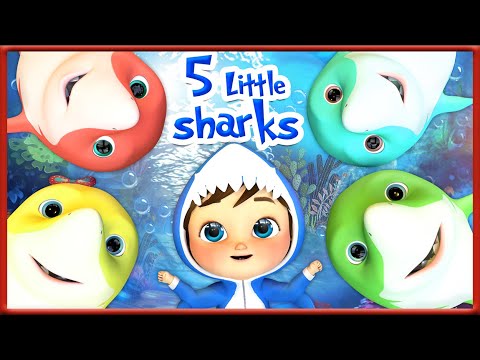 Five Little Sharks Song | Sharky Friends' Journey |Kids & children's ...