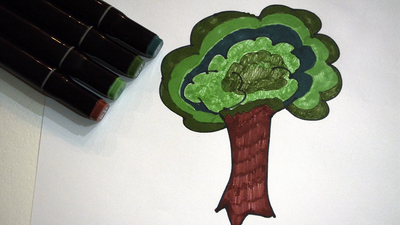 How to draw a tree Lets draw tree - YouTube