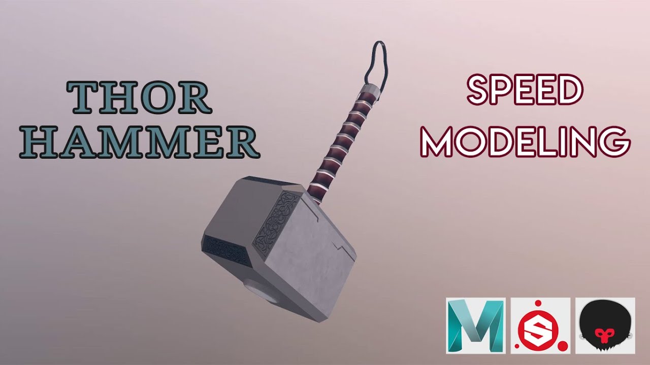 How to make Stylized Thor Hammer 3D Model - Maya, Substance Painter ...