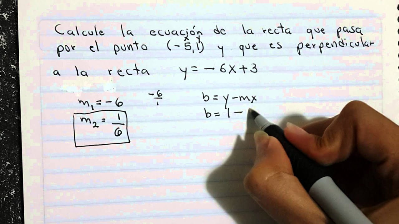 Ecuación de la recta perpendicular a otra recta - YouTube