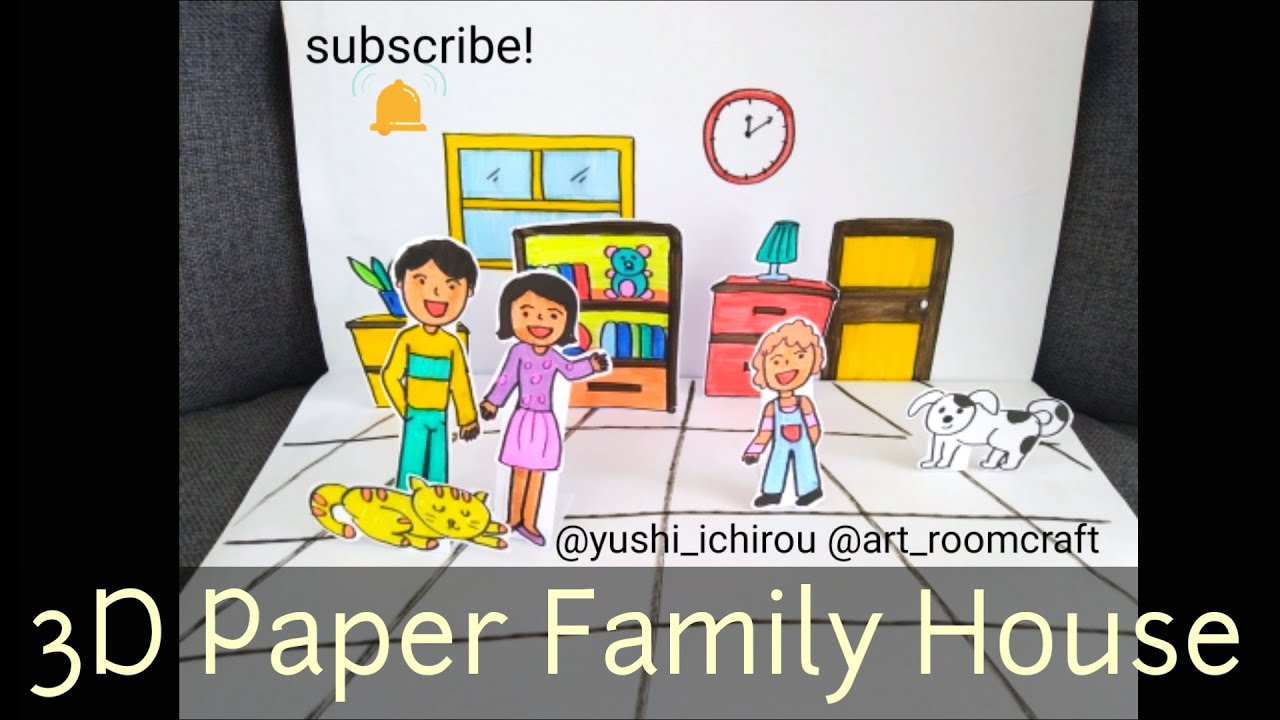 3D paper family house | art and craft | DIY | paper craft - YouTube