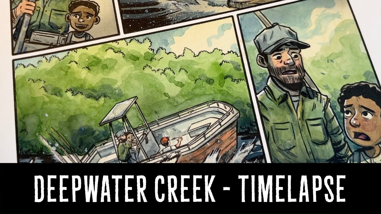 Deepwater Creek page - water color timelapse - YouTube