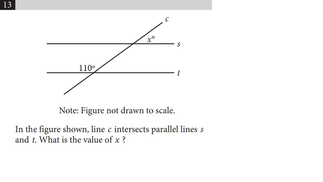 13. In the figure shown, line c intersects parallel lines s and t. What ...