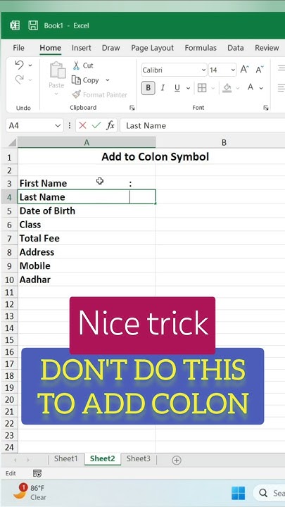 Don't do this ️ Add colon in cell using this new excel tricks # ...