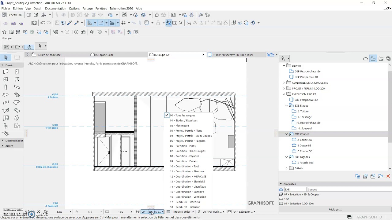 Initiation Archicad Comment R Gler Les Diff Rentes Vues Et Plans Pour