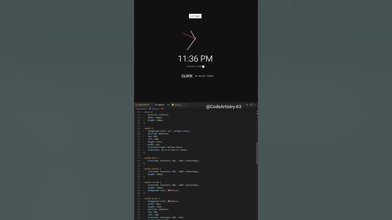 đź•–clock Theme Using Html Css And Javascript Htmlcss Clock Shorts