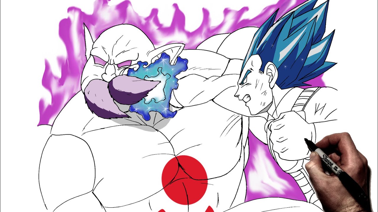 How To Draw Vegeta vs Toppo (GOD) | Step By Step | Dragonball - YouTube