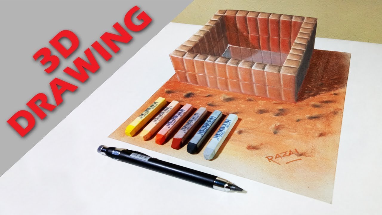 Very Easy!! How to Draw a Square Hole on paper, Drawing a Brick Hole ...