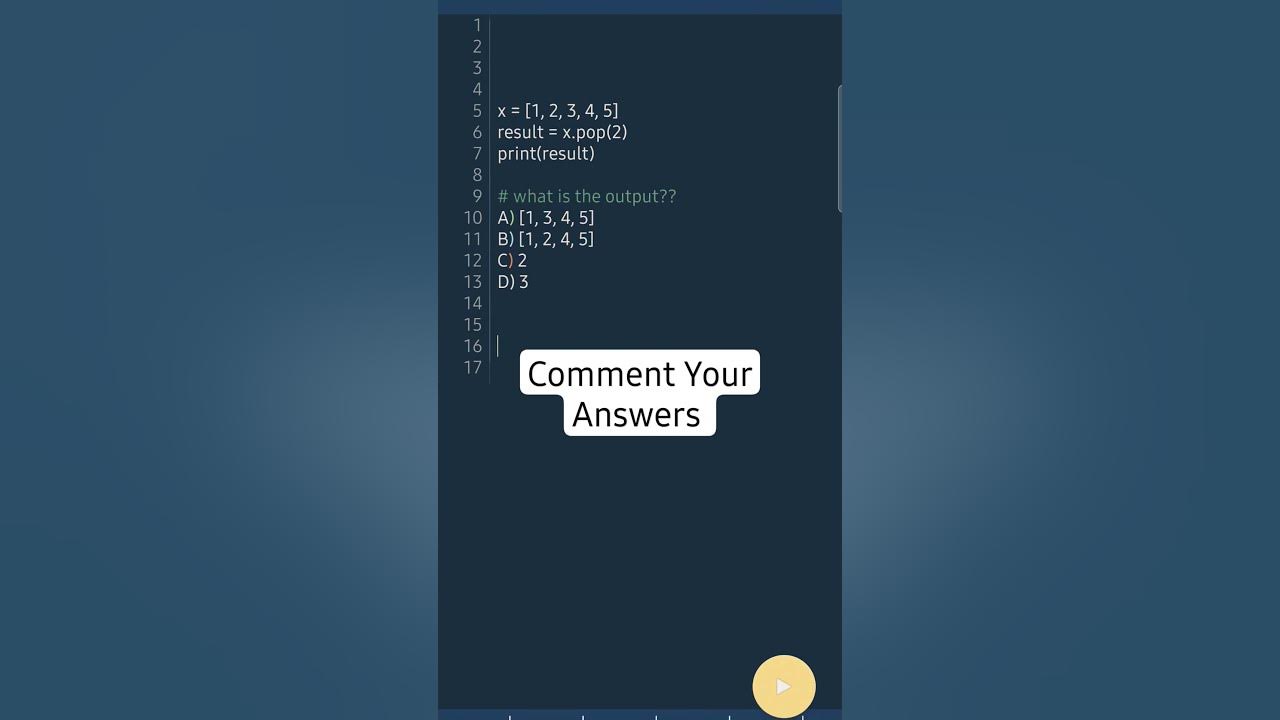 Comment Your Answer Python Pythontutorial Coding Programming Quiz Youtube