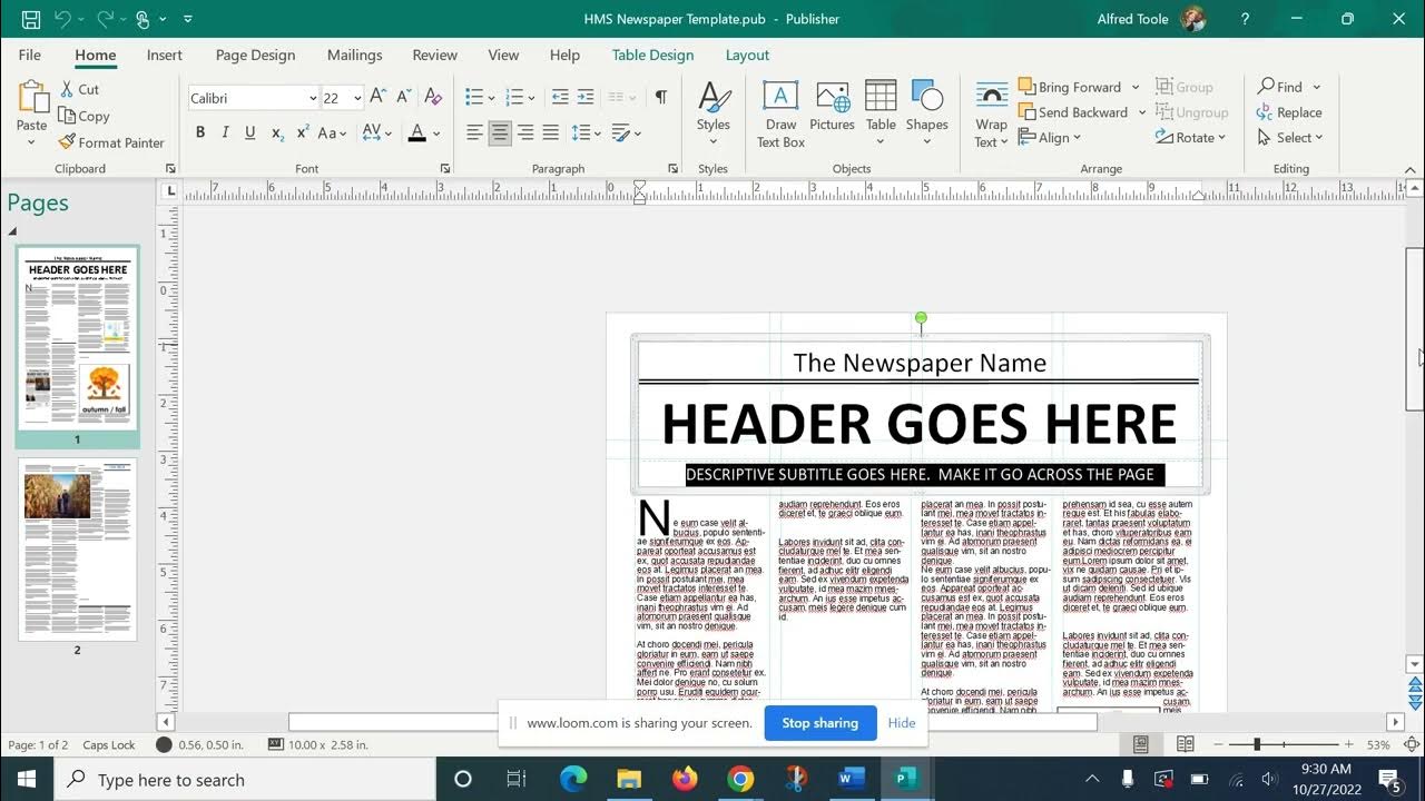 Publisher Create 4 Column Newspaper Template - YouTube