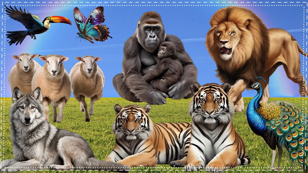 Cute animals around us - Cat, Dog, Duck, Otter, Cow, Squirrel, Parrot ...