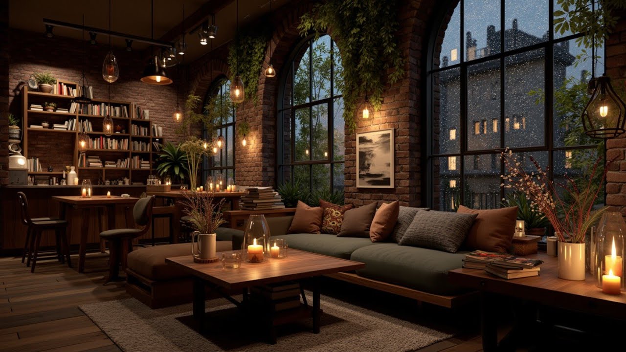 Relaxing Cafe Library Ambiance | Relaxing Cozy Jazz Music for Unwinding ...