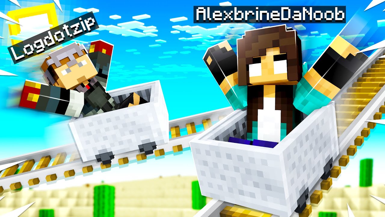 noob Girl builds EPIC Minecraft Rollercoaster! - YouTube