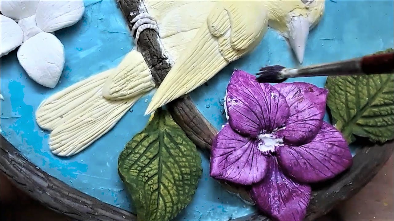 Wallputty craft ideas/Flowers using wall putty/wall hanging crafts ...