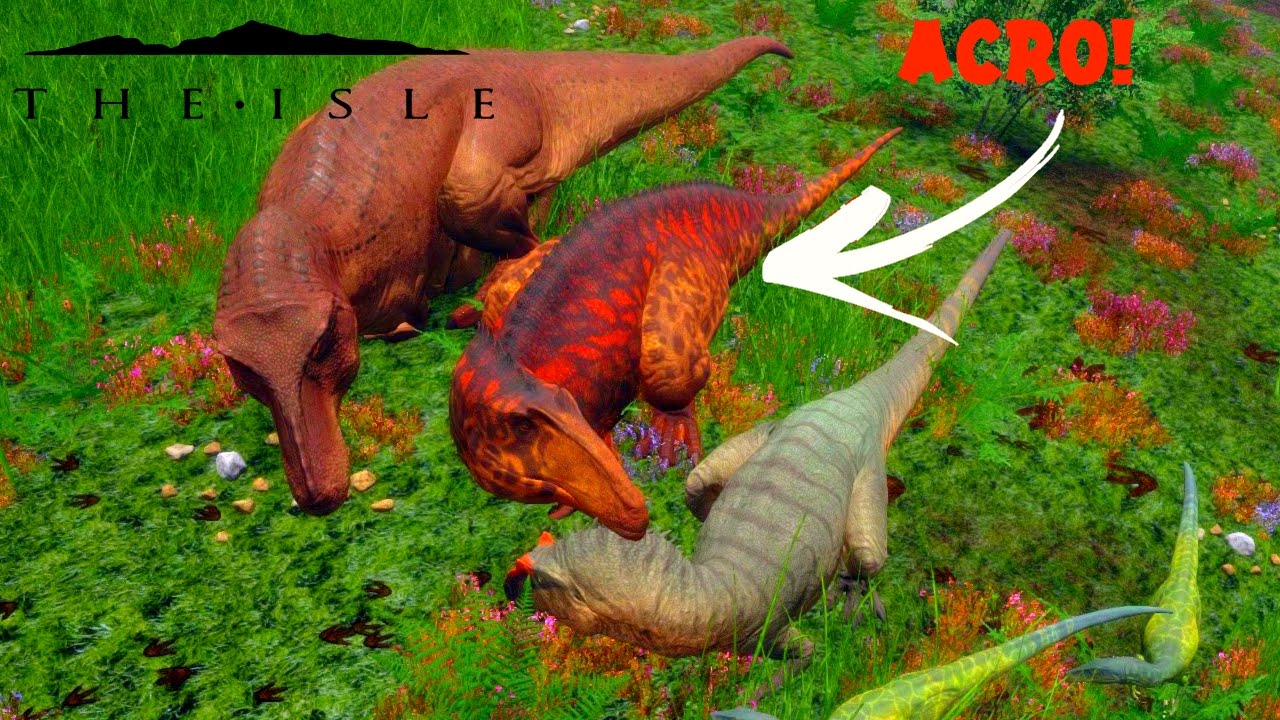 The Isle - ACROCANTHOSAURUS & UTAH RAPTOR PACK FIGHT PROGRESSION HERD ...
