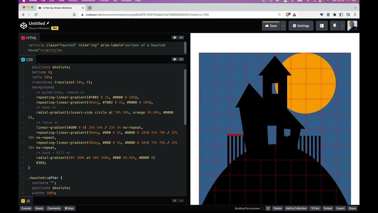 Drawing a haunted house with HTML+CSS for divtober - YouTube