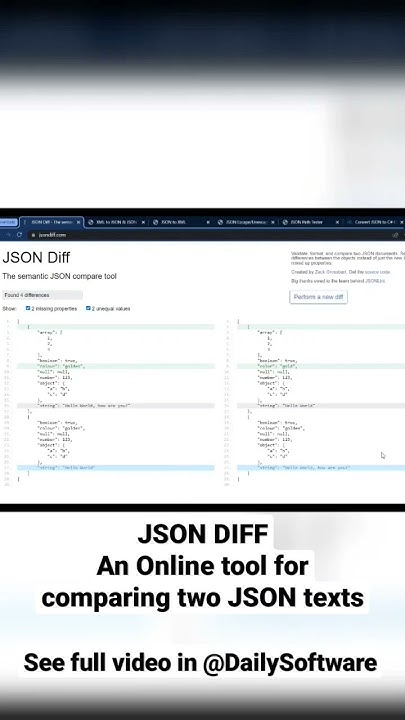 JSON DIFF: An Online Tool for comparing two JSON #software #tools #json ... JSON DIFF: An Online Tool for comparing two JSON #software #tools #json ...